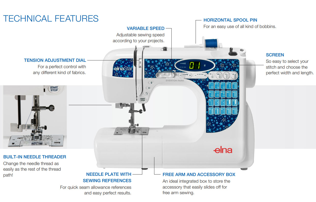 The NEW elnaStar Computerised Sewing Machine